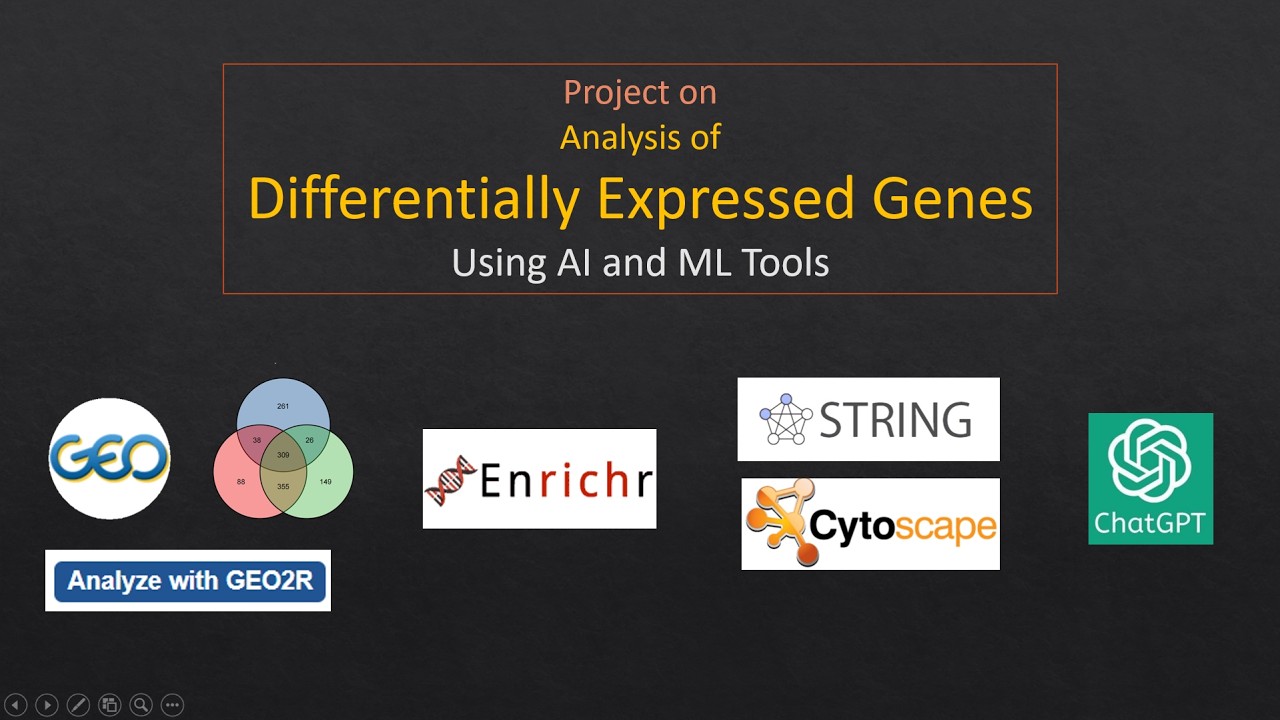AI in Analysis of Differentially Expressed Genes - GEO2R, CYTOSCAPE. STRING, NETWORKANALYST, ENRICHR