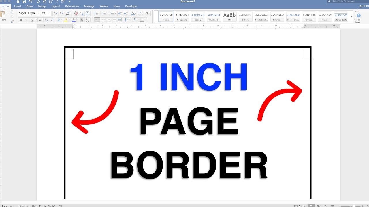 How to put 1 Inch Border in Word
