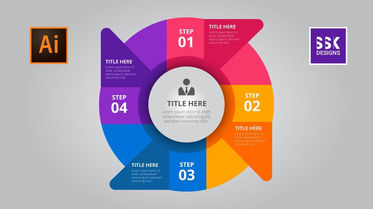 Flat Design Infographic Template Adobe Illustrator CC 2020 Tutorial