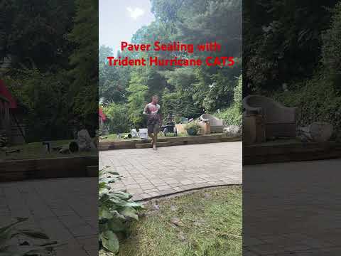 Paver Sealing Mixing and spraying with trident, hurricane Cat5 we look sealer