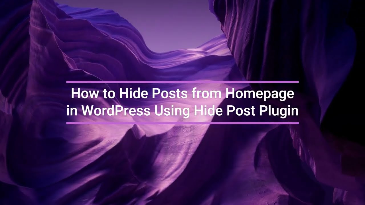 How to Hide Posts from Homepage  in WordPress Using Hide Post Plugin