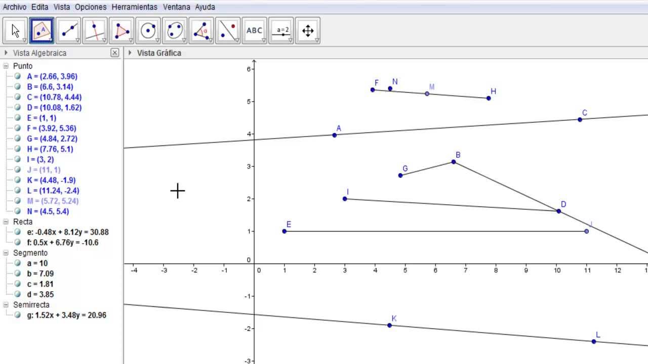 Representing points, line segments, and half-lines. GeoGebra Tutorial 1