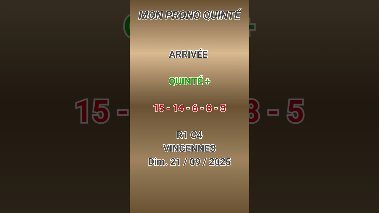 Arrivée du quinté + du dimanche 21 septembre 2025 #pmu #quinté #quintédujour