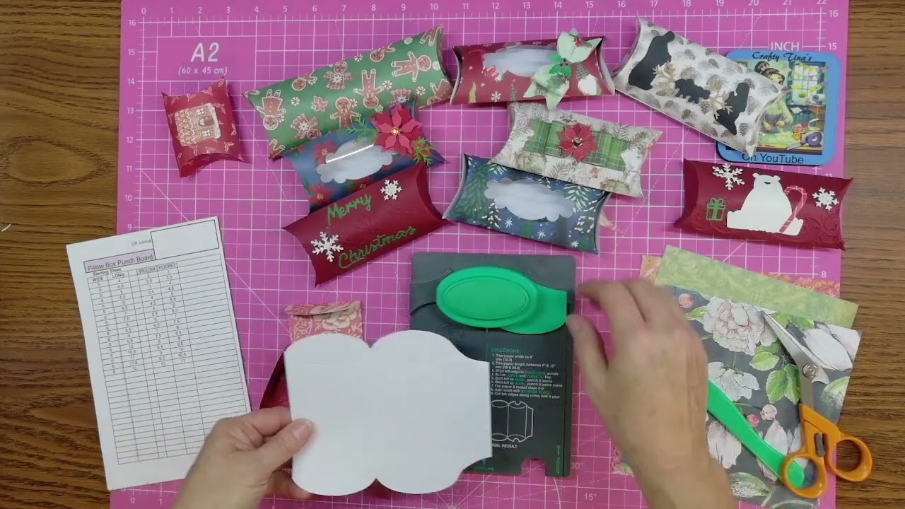 Pillow Box Punch Board Tutorial.  What to make with it including pockets