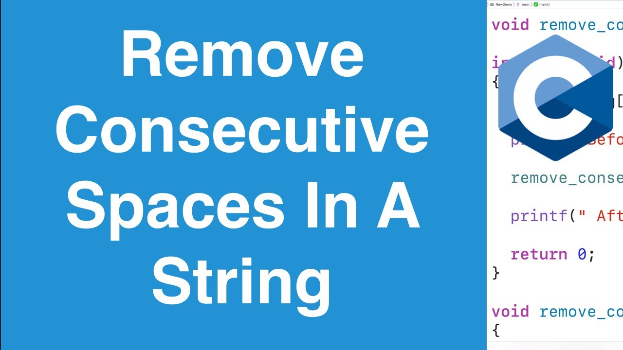 Remove Consecutive Spaces In A String | C Programming Example