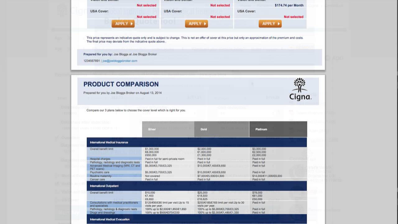 Cigna Global Broker Quote Tool