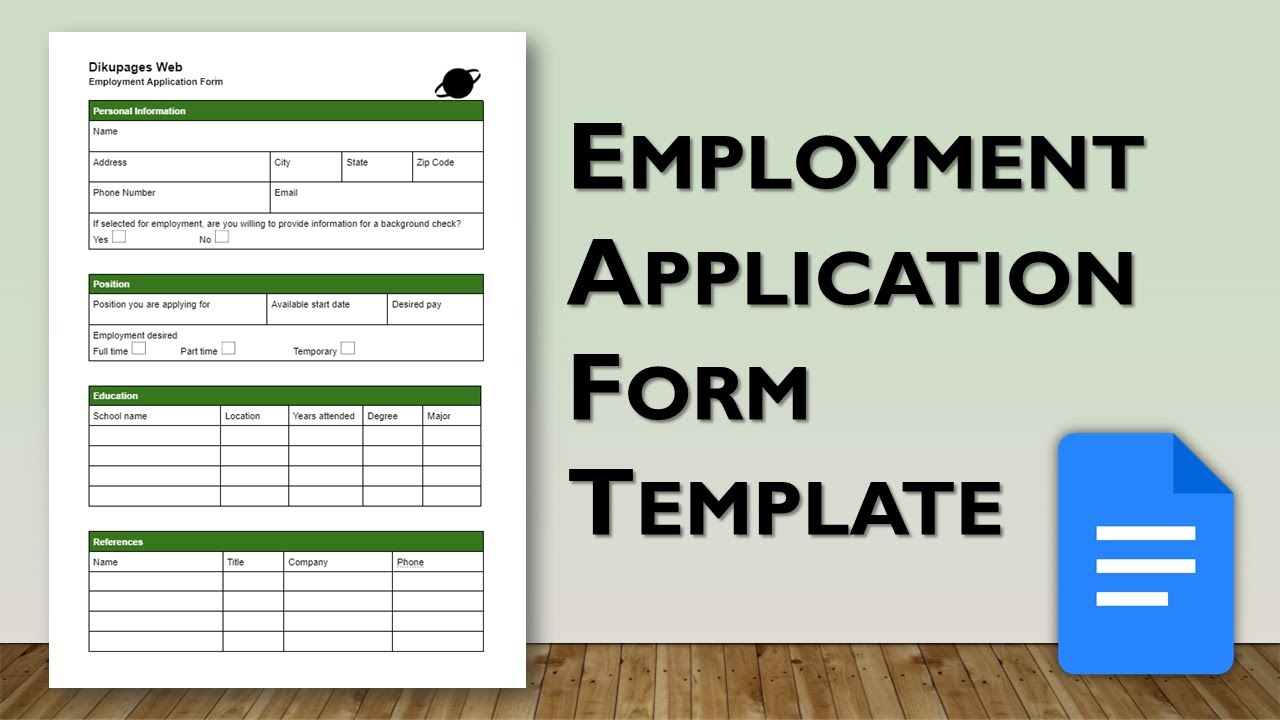 How to Create Employment Application Form in Google Docs | Form Template Design