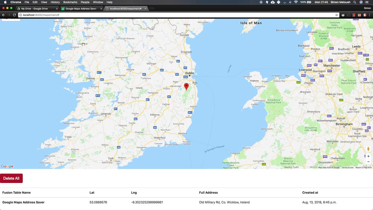 Django Google maps with fusion tables
