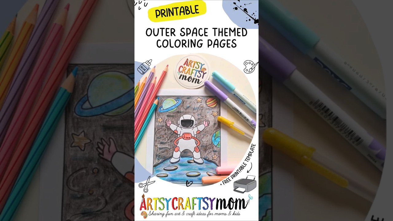 Outer Space Themed Coloring Pages #coloring #printable #space #activity #art #artsycraftsymom