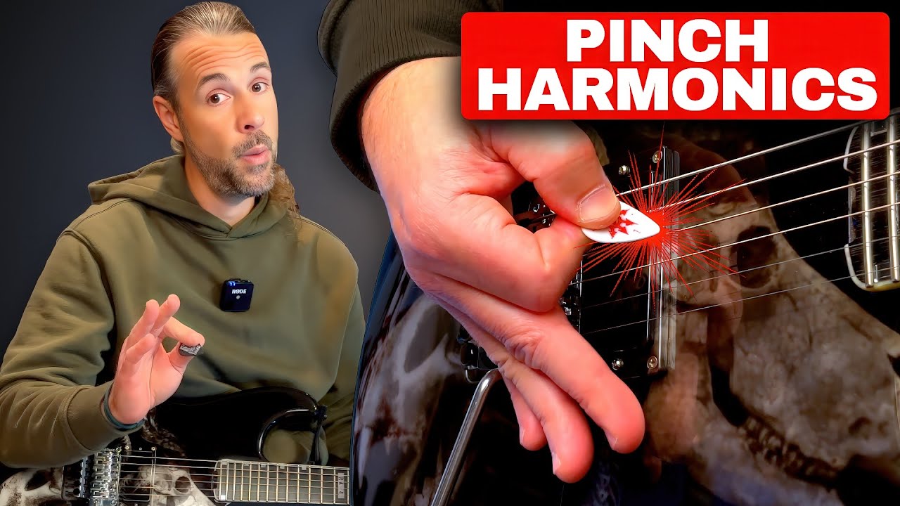 🎸Pinch Harmonics Guitar Lesson! (My exact pick grip + technique up-close!)