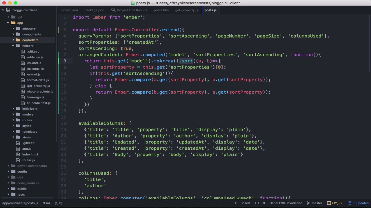 EmberScreencast 161 - Sorting in Ember 2.0 (Replacing SortableMixin)