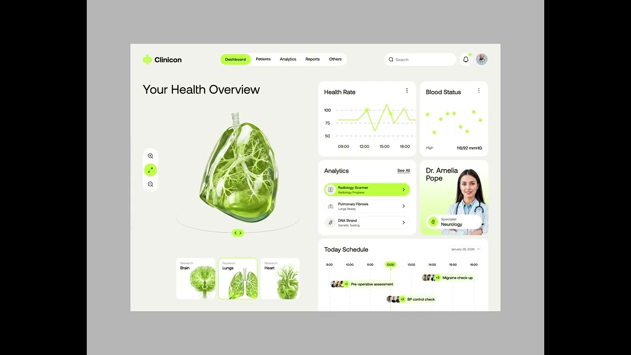 Clinicon – Health Analytics Dashboard UI