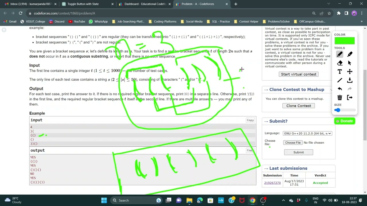 Educational Codeforces Round 153 (Rated for Div. 2) || Not a Substring || Simple explanation :))