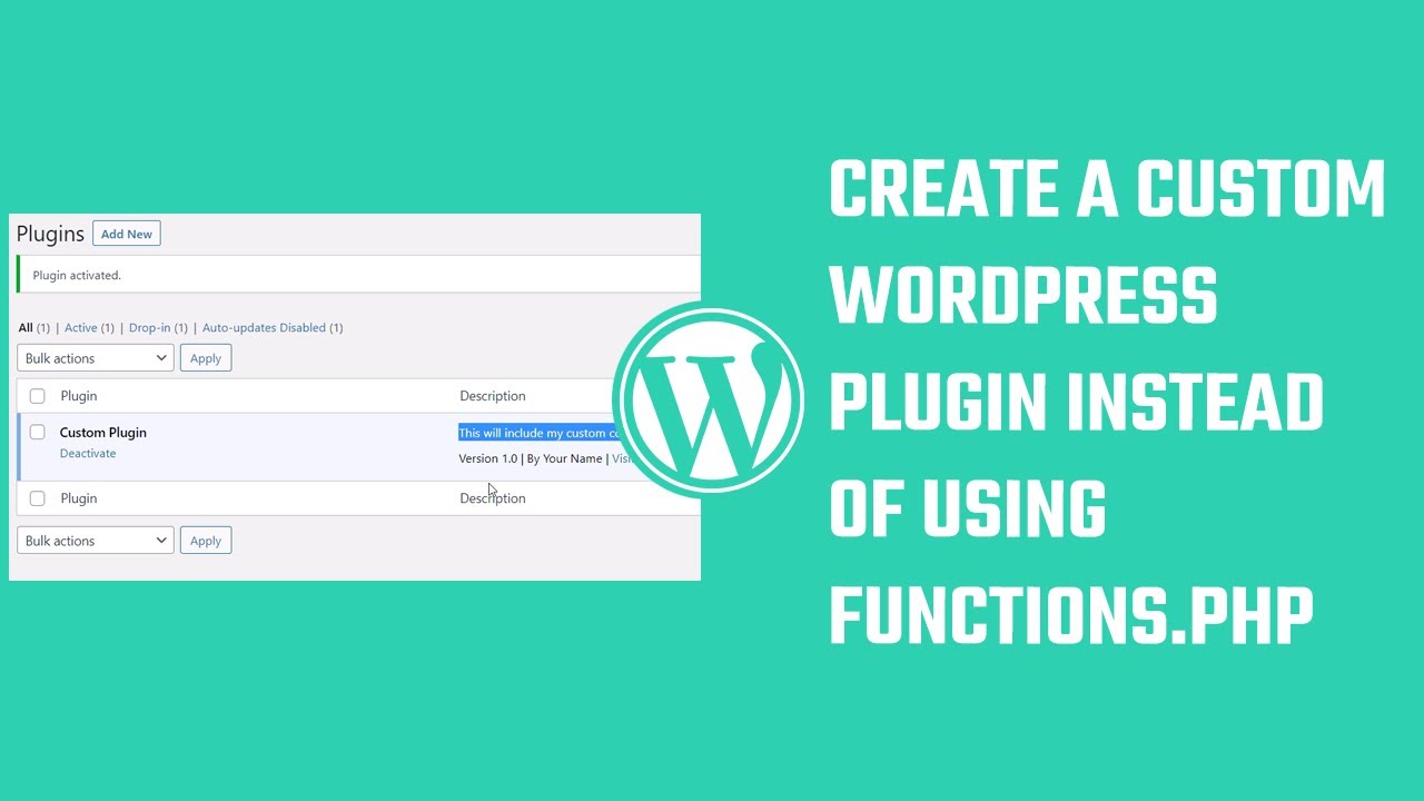 Create a custom WordPress plugin instead of using functions.php | #Wordpress 43