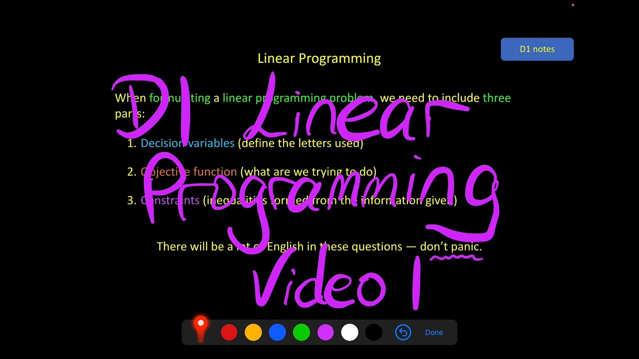 Decision 1 - Linear Programming - Video 1