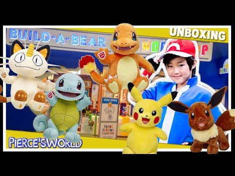 Build a Bear Pokemon Meowth Pikachu Charmander Squirtle Eevee sounds Commercial review