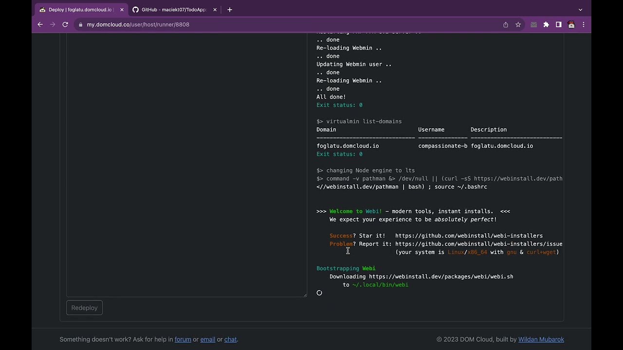 Uploading a website to DOM Cloud