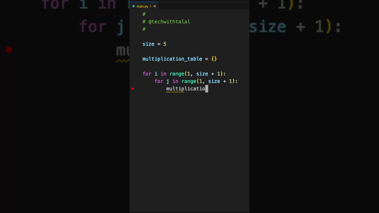 Create a Python Multiplication Table #learning #python #coding