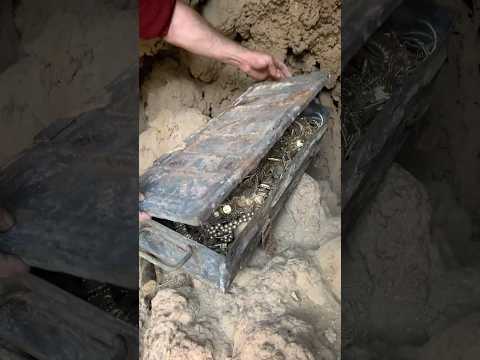 discover a chest full of gold//open a box ????️ #treasurehunter #metaldetector #archeology #history