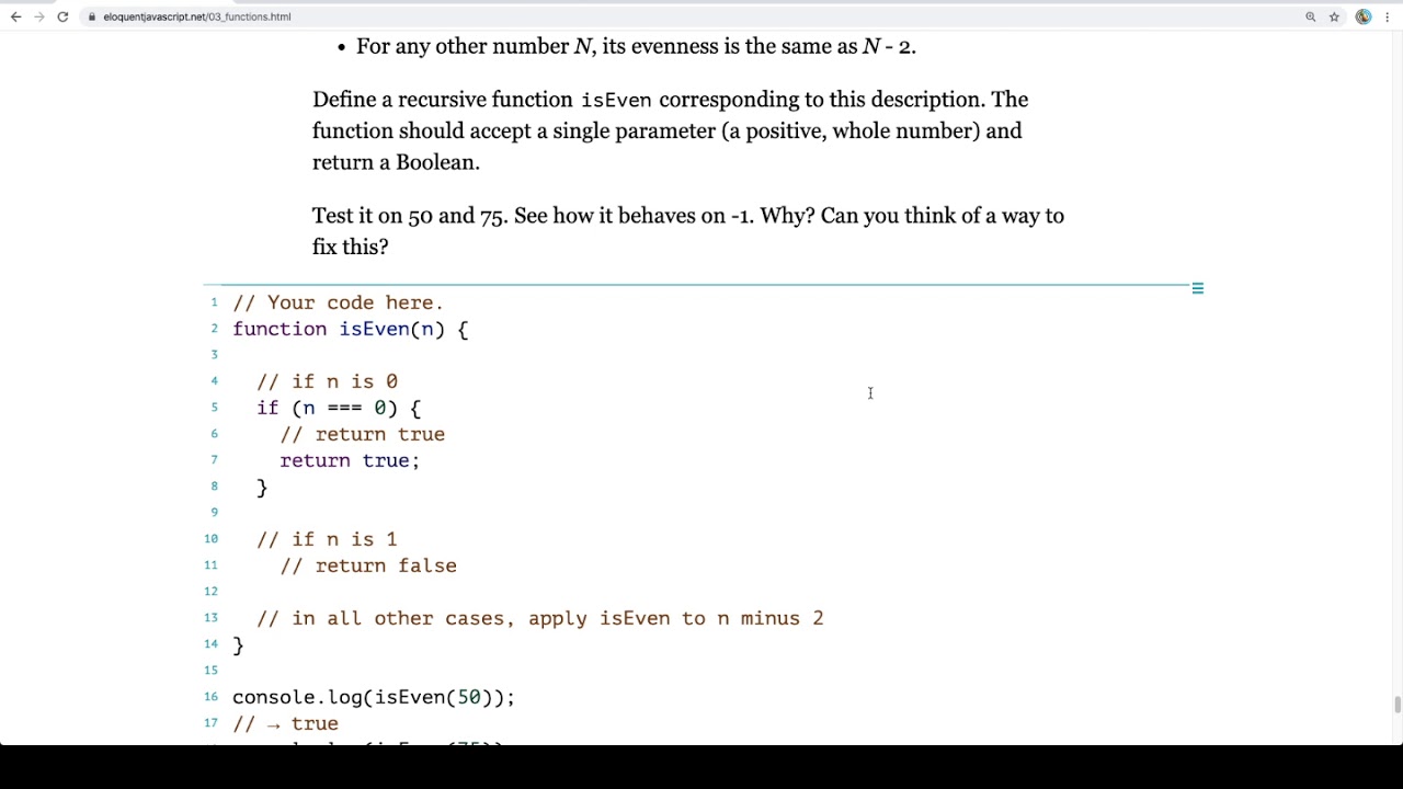 Eloquent JavaScript Read-Along - Functions - Exercises - Recursion