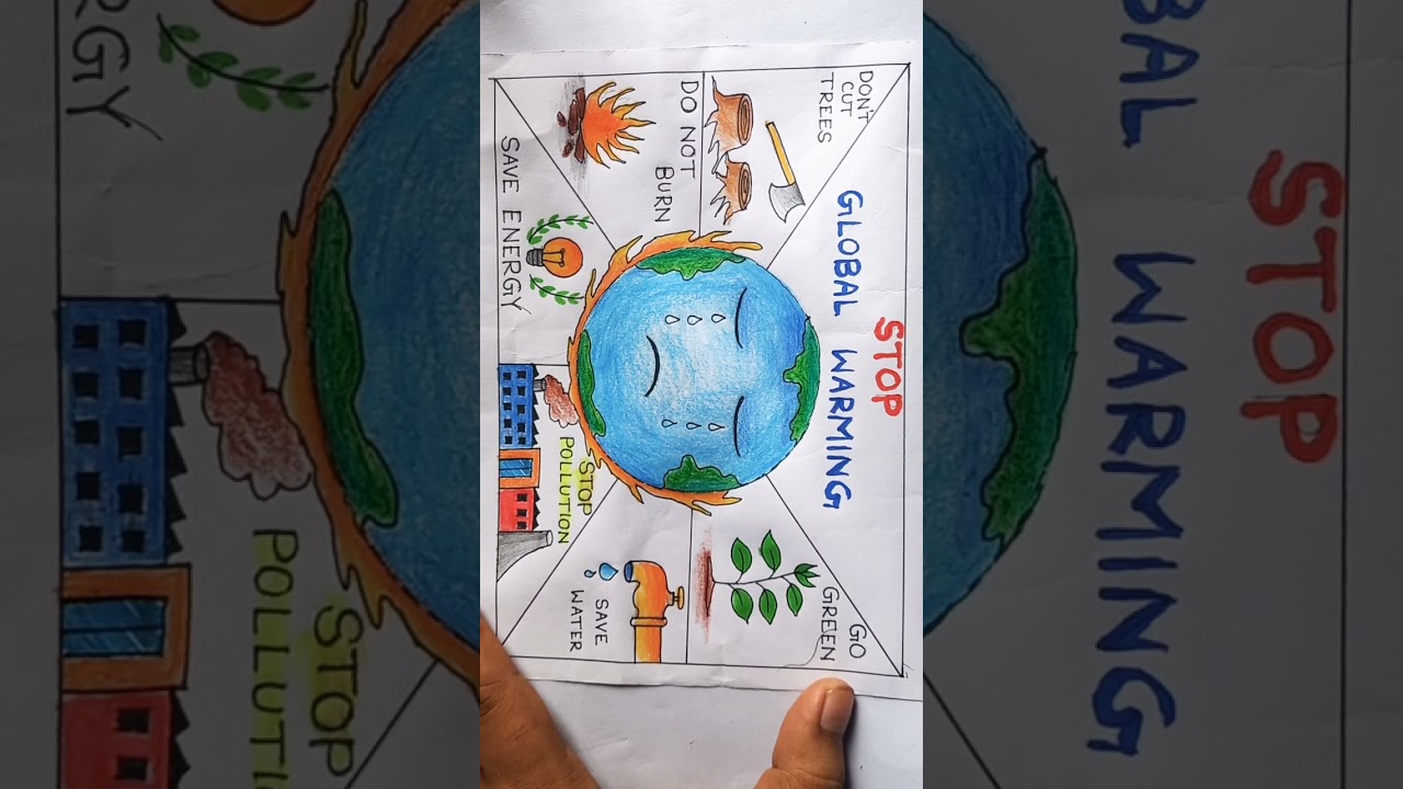 Global warming project hand drawing #art #drawing #shorts