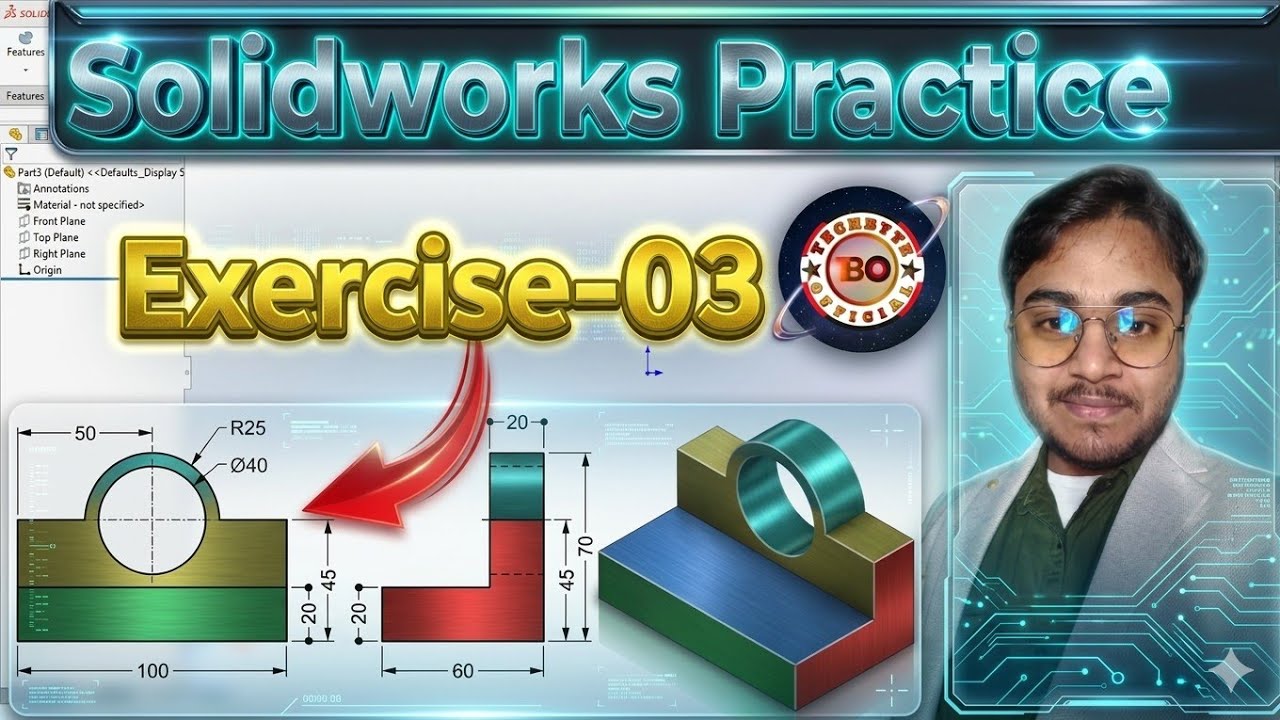 SolidWorks Exercise 03 Explained 🔥 Easy CAD Tutorial for Beginners