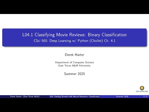L04.1: Classifying Movie Reviews: Binary Classification
