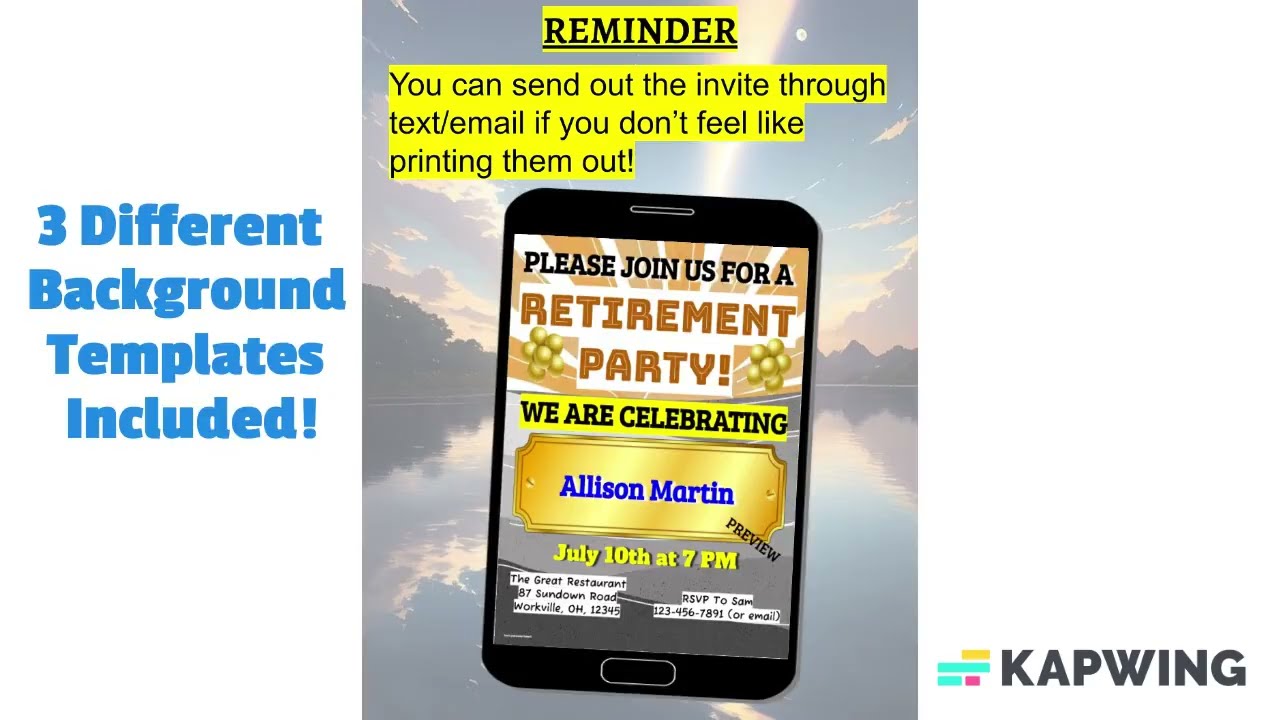 Retirement Party Invites-3 Different Templates To Choose From!