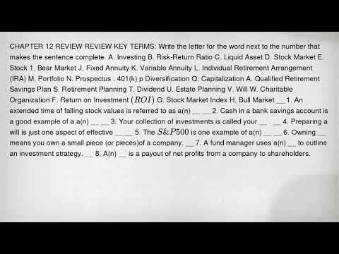 CHAPTER 12 REVIEW REVIEW KEY TERMS: Write the letter for the word next to the number that makes the