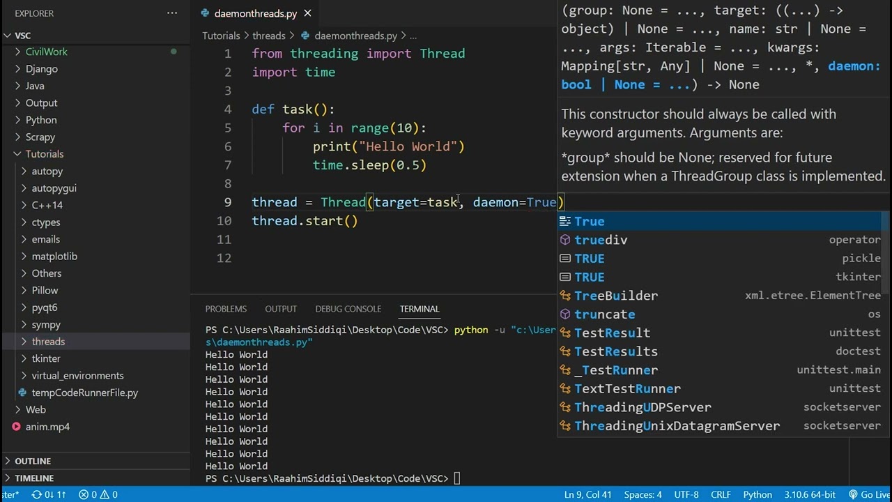 Python Daemon Threads