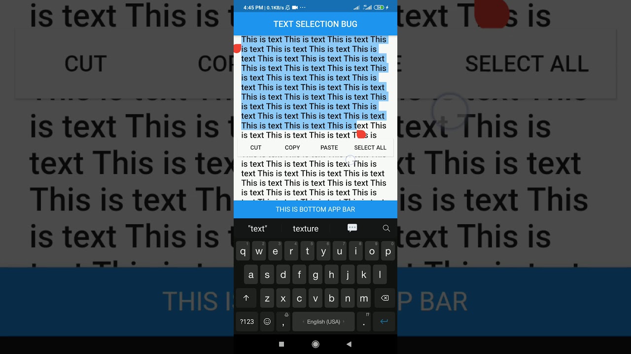Text selection and toolbar bug flutter