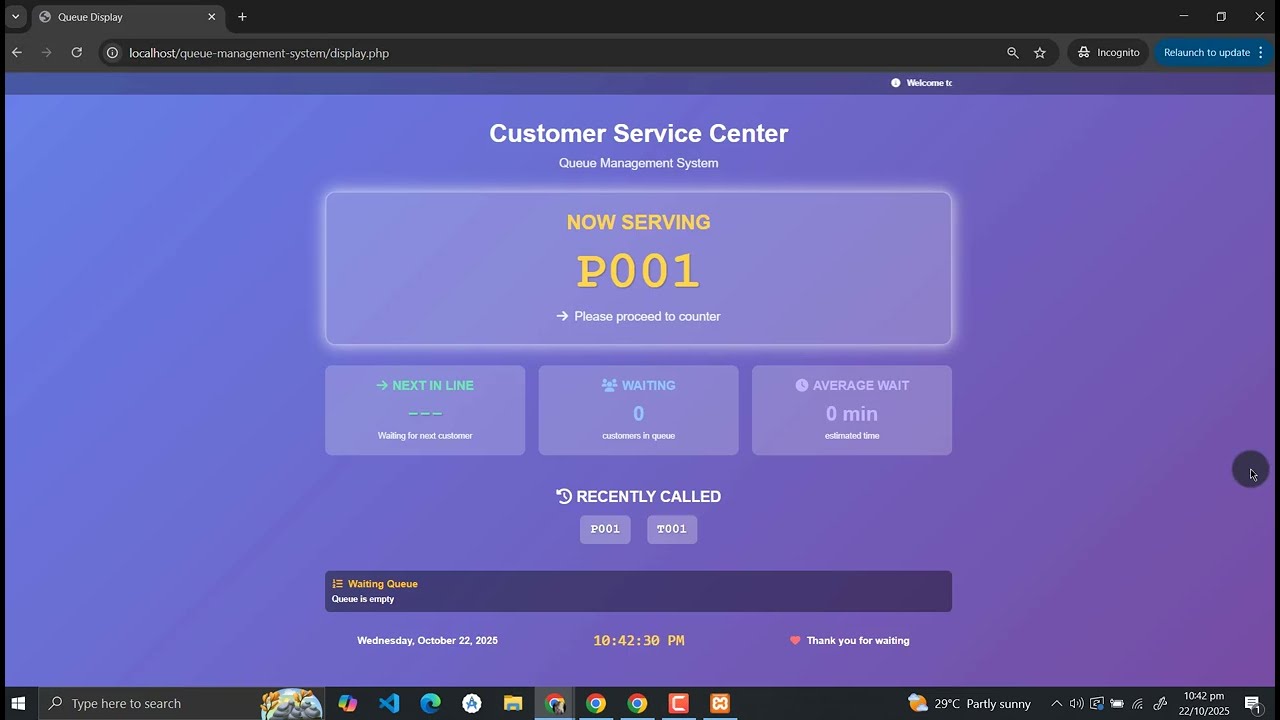 Queue Management System Using PHP and MySQL with Source Code