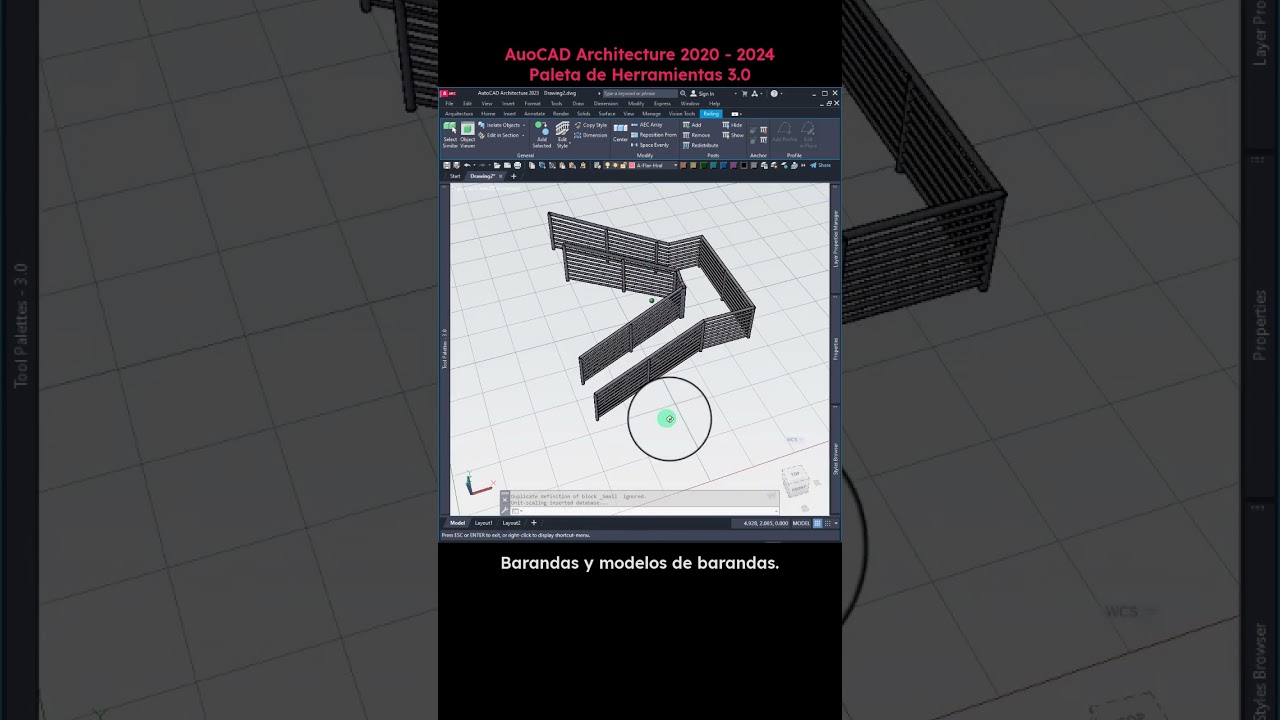 Barandas en escaleras / Paleta de Herramientas personalizada para AutoCAD Architecture 2020-2024.
