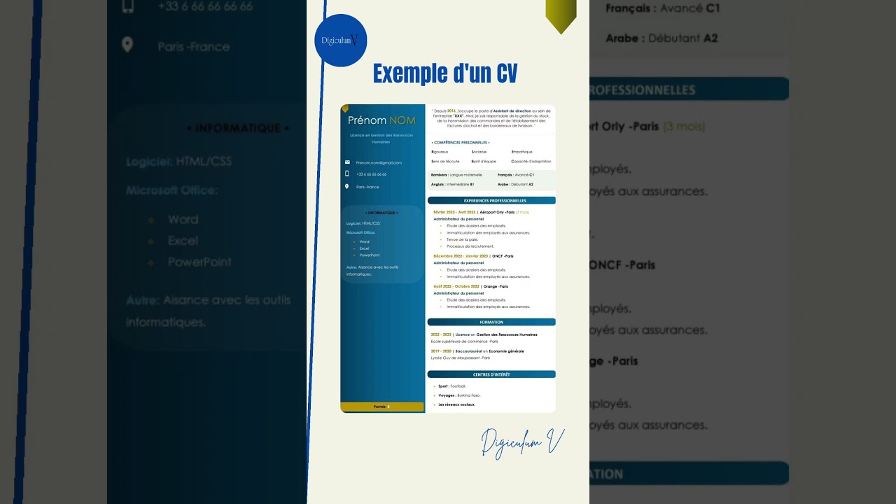 CV : Exemple d'un CV professionnel