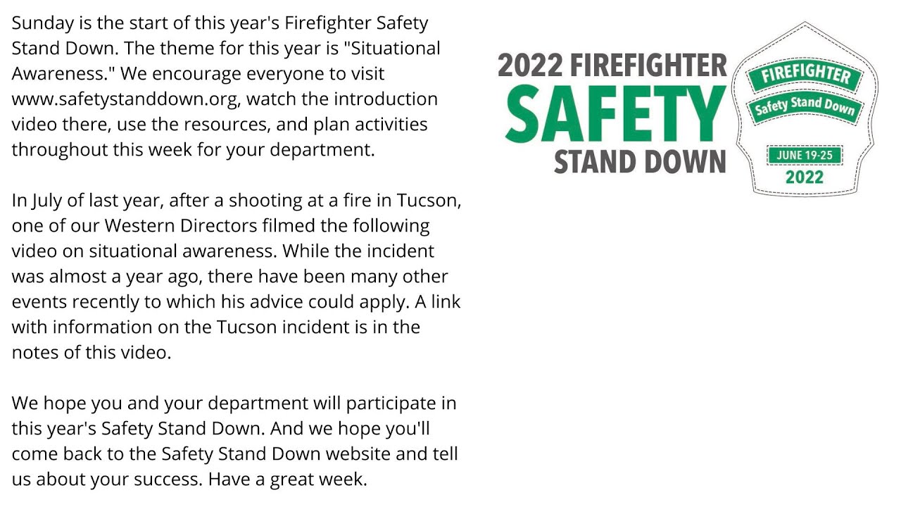 Safety Stand Down - Situational Awareness