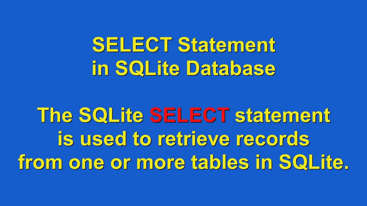 How to use SELECT Statement using SQLite
