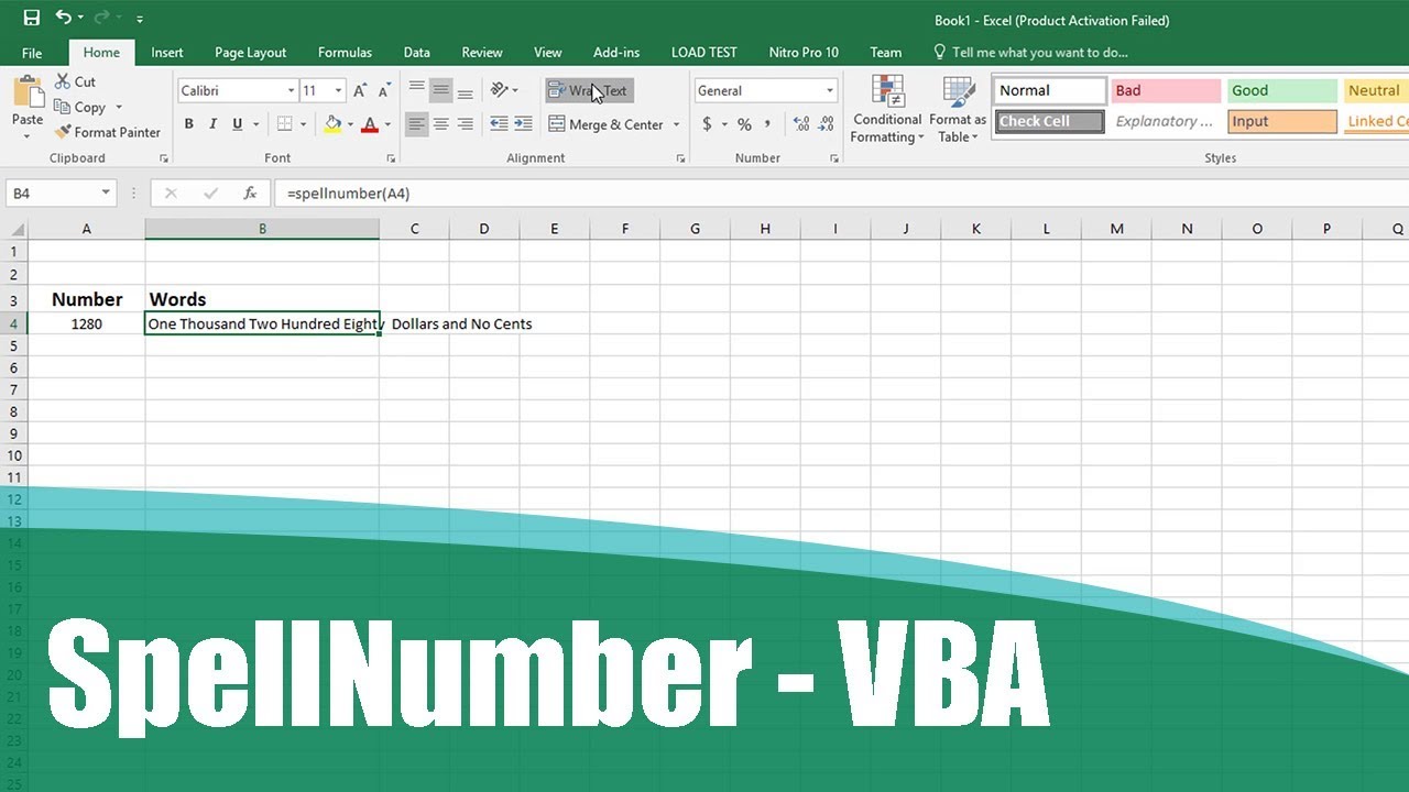 How to Convert Number to Words in Excel - SpellNumber