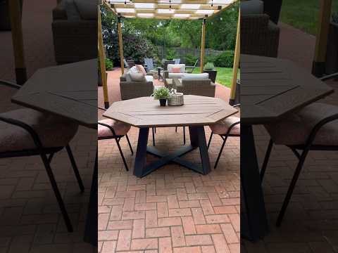 DIY outdoor dining table built with TREX composite boards by #84lumber for a maintenance free patio