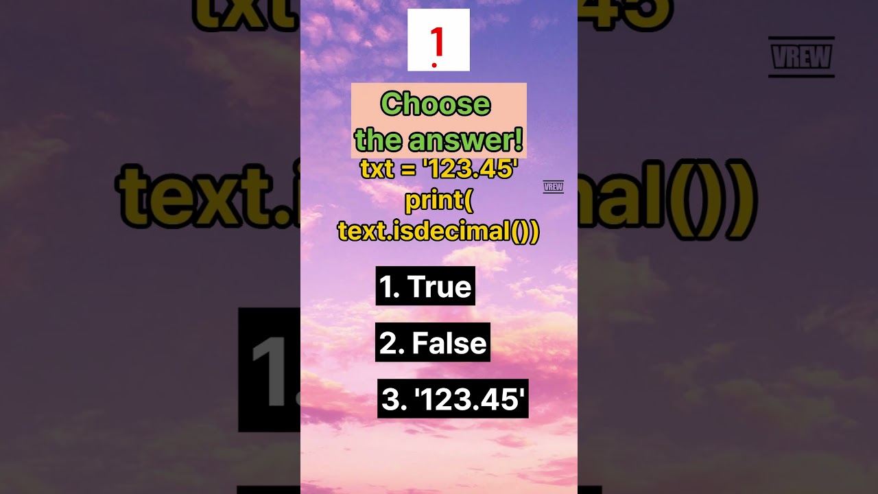 Let's learn isdecimal function of Python #quiz #pythontutorial #learnpython #python #pythonlearning