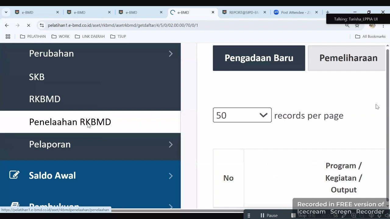 Rekaman Layar Pelatihan RKBMD ( Rencana Kebutuhan Barang Milik Daerah) di SIPD EBMD 2025