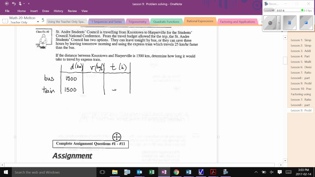 Problem Solving with Rational Equations