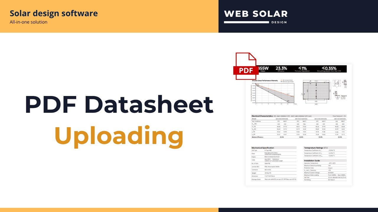 Add a solar panel in one step — upload your PDF