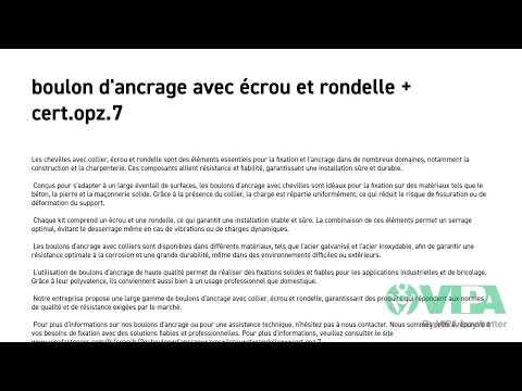 boulon d'ancrage avec écrou et rondelle + cert.opz.7