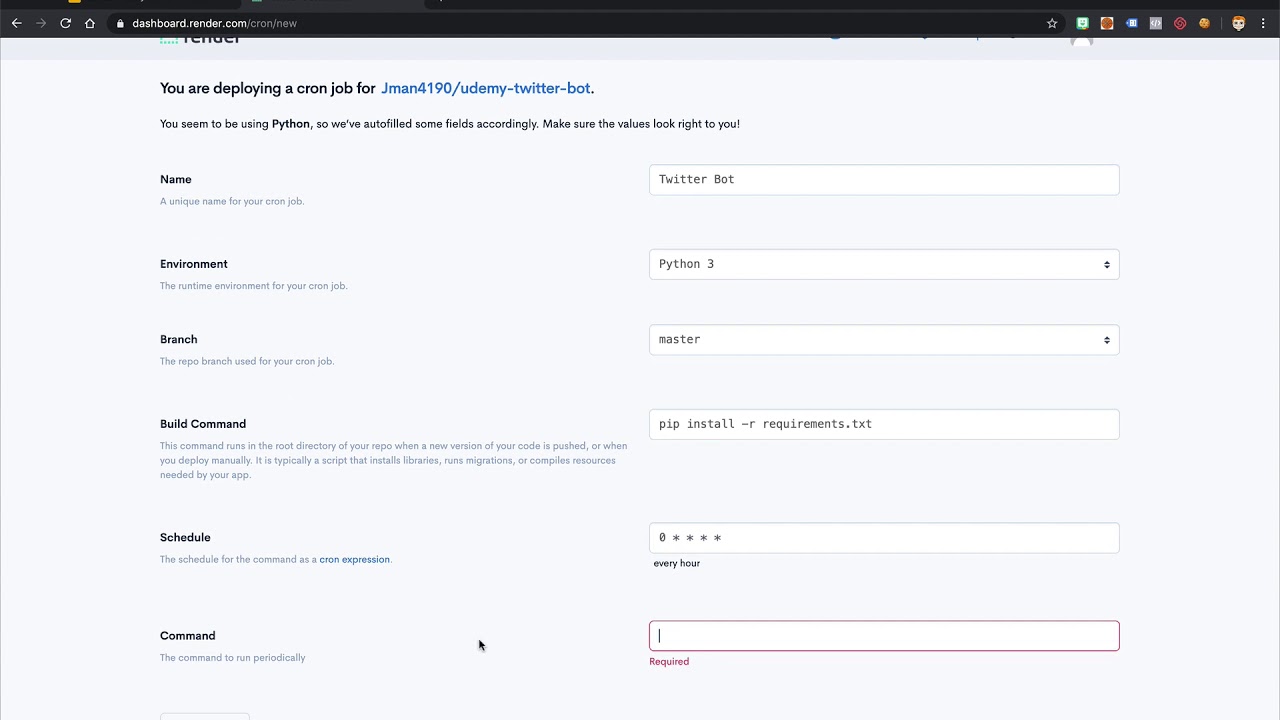 6.1 Deploying Twitter Bot with Render