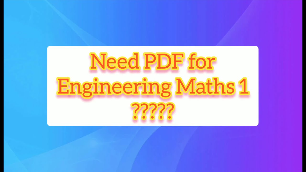 PDF for Engineering Mathematics I
