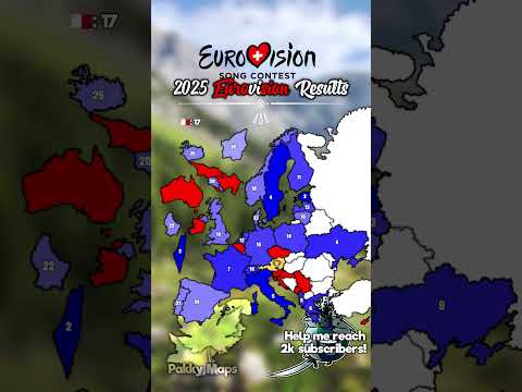 2025 Eurovision results #europe #map #trending #mapping #geography #eurovision #song #music #austria