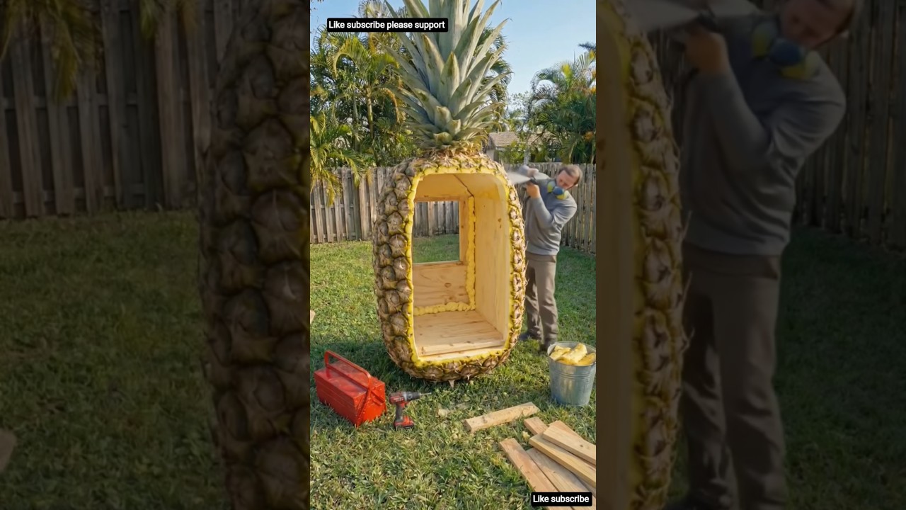 Turning a Giant Pineapple Into a Cozy LivingRoom #shorts