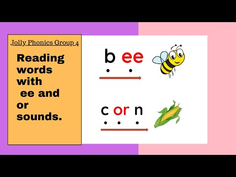 ee, or| Jolly Phonics Group 4| Reading words that have 'ee' and 'or' sounds with pictures| Kids|
