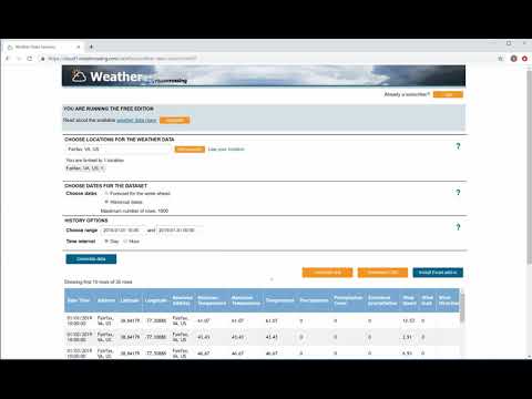 How to load historical weather data into Microsoft Excel