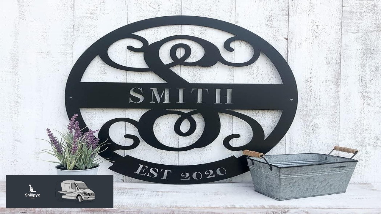 Personalized Family Name Monogram Metal Sign  Custom Split Letter Wall Art